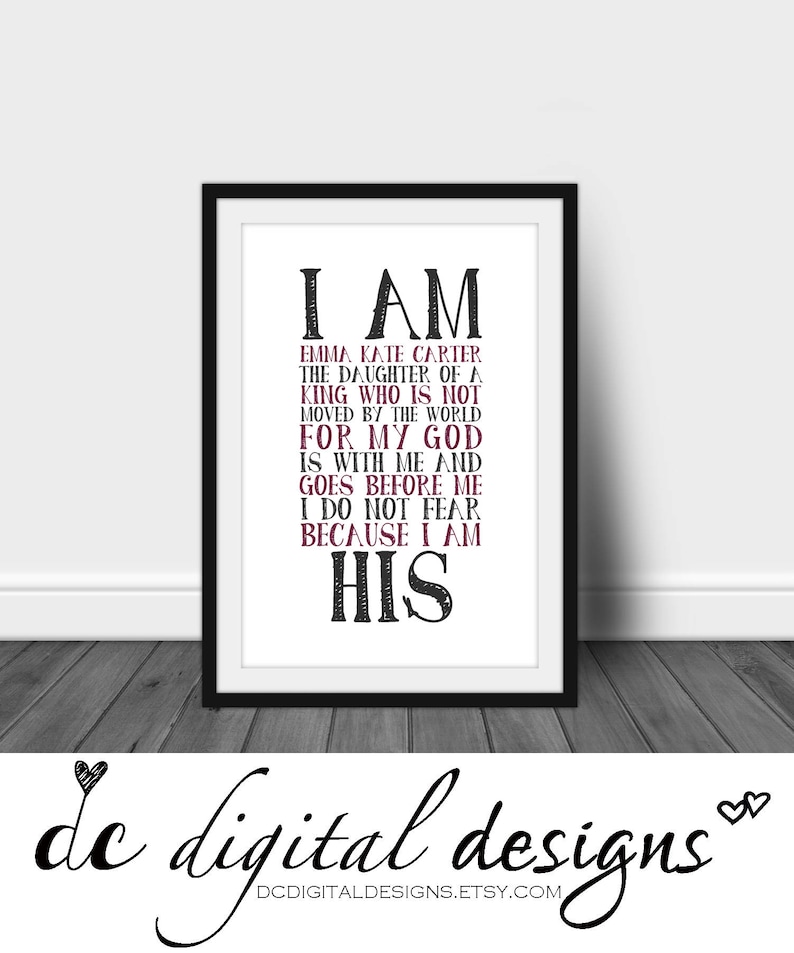 I AM HIS Custom Wall Art Christian God Gift Picture | Etsy