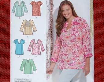 Simplicity Sewing Pattern 1461, Tunic Top Blouse, Women Plus Simplicity Sewing Pattern 1461, Tunic Top Blouse, Women Plus