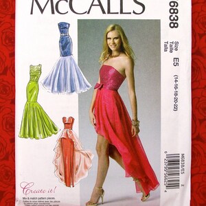 Mccall's Sewing Pattern M6838, Formal Flounce Gown, Strapless, Plus Sizes 14 16 18 20 22 ...