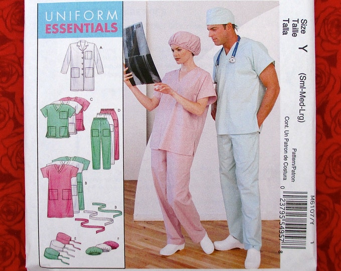 Mccall's Sewing Pattern M6107, Scrub Top Pants, Lab Coat, Surgical Cap ...