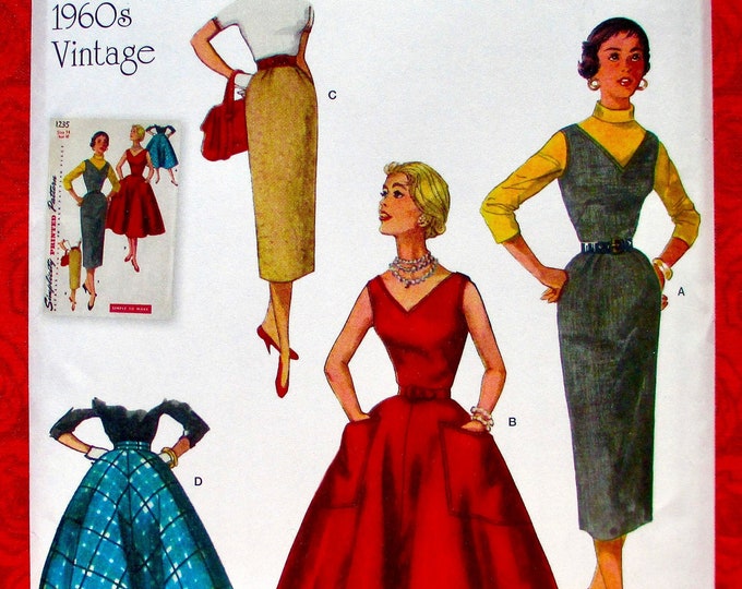 Simplicity Sewing Pattern S9449 Jumper Dress, Flared & Slim Skirt, 1960 ...