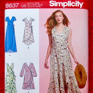Simplicity Sewing Pattern 8637, Wrap & Tie Dress, Ruffle Flounce Hem ...