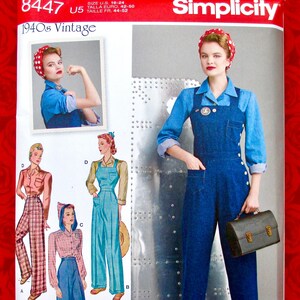 Simplicity Sewing Pattern S8447 1940's Retro Overalls - Etsy