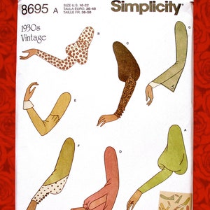 Simplicity Sewing Pattern S8695 1930's Style Sleeves, Women Retro ...