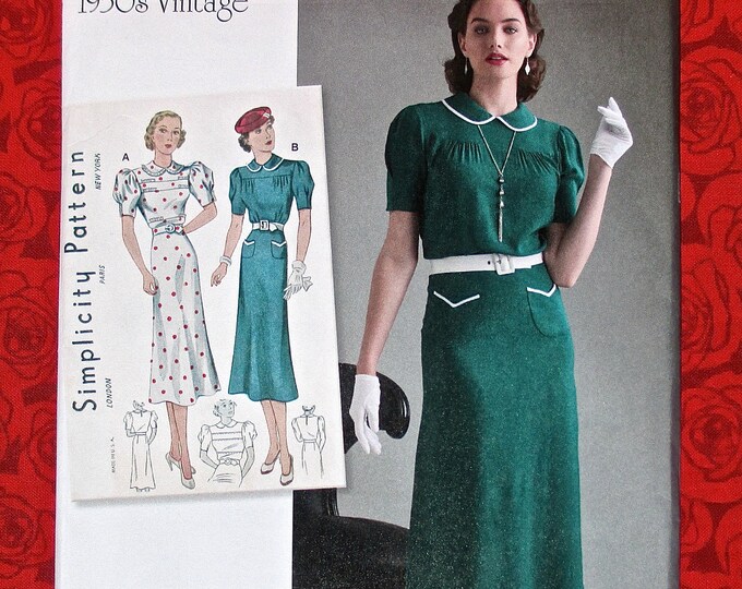 Simplicity Sewing Pattern 8248 1930's Day Dress Short Puff Sleeves ...