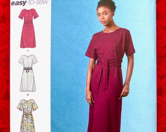Simplicity Easy Sewing Pattern S8981 Pullover Dress, Obi Tie Belt, Plus ...