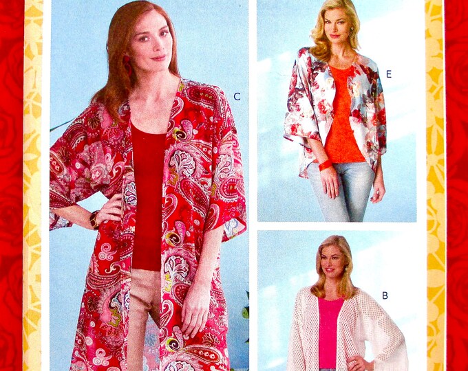 Butterick B6176 Easy Sewing Pattern, Kimono Jacket Coat, Hi Lo Top ...