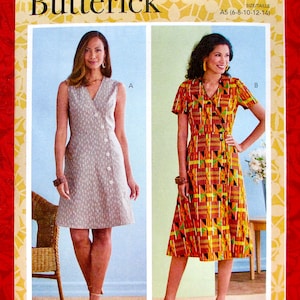 Butterick Easy Sewing Pattern B6727, Mock Button Front Dresses ...