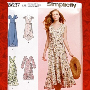Simplicity Sewing Pattern 8637, Wrap & Tie Dress, Ruffle Flounce Hem ...