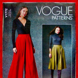 Vogue Easy Sewing Pattern V1772, Wide Leg Pants, Long, Culotte, Miss ...