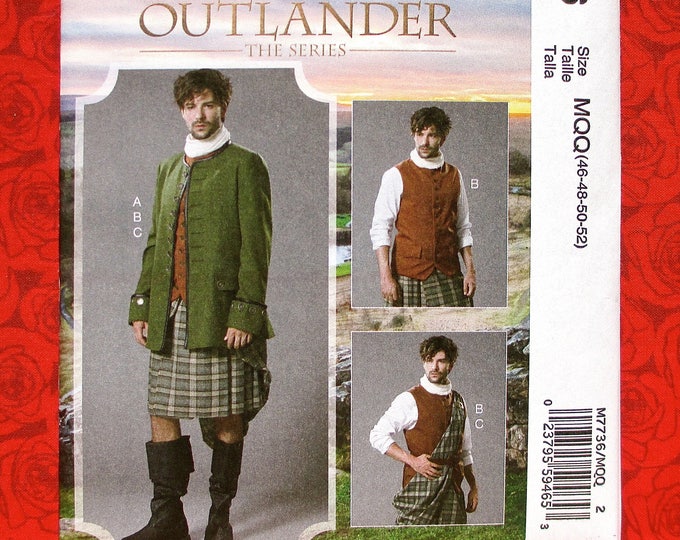 Mccalls M7736 Sewing Pattern, 1700's Kilt, Jacket Coat, Vest, Men Sizes ...