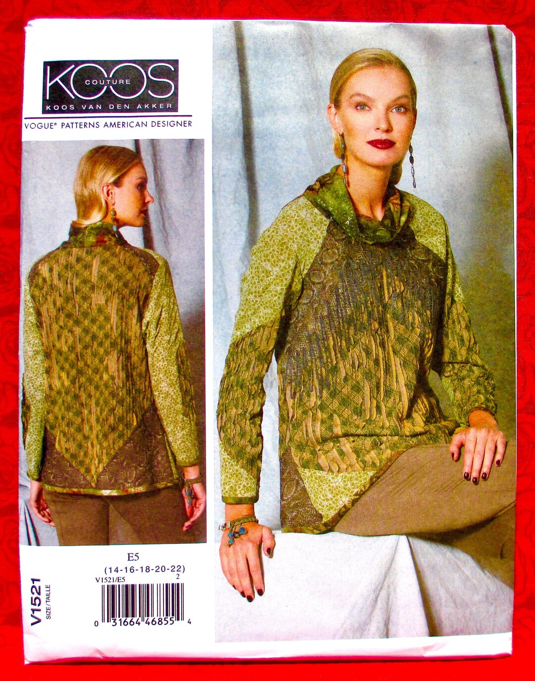 Vogue Sewing Pattern V1521 Loose Fit Pullover Top, Cowl Neck, Plus ...