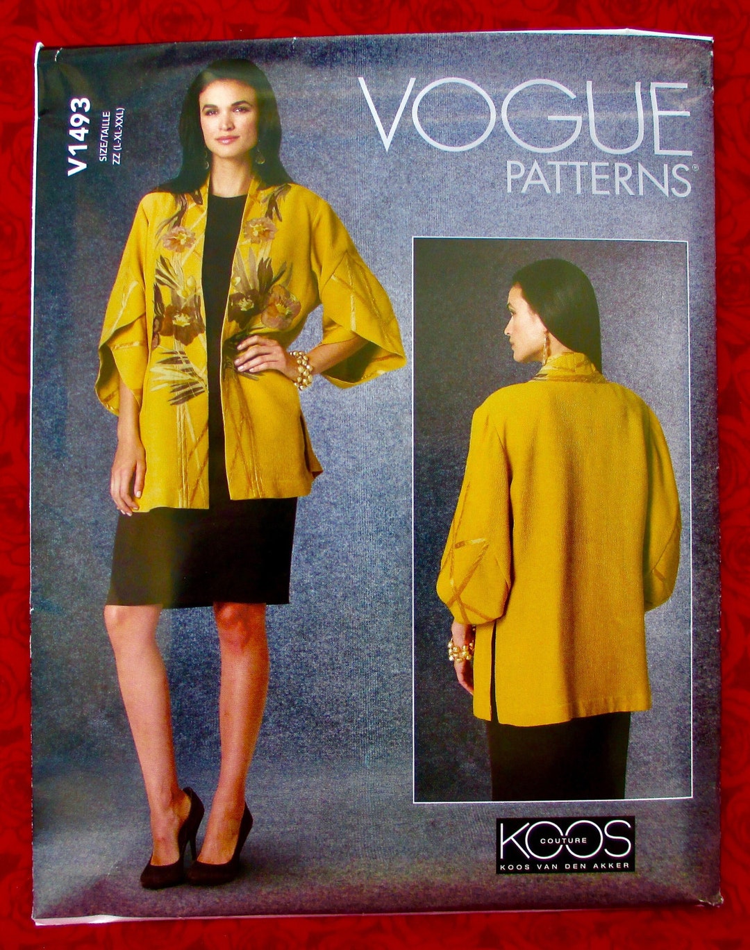 Vogue V1493 Sewing Pattern, Kimono Jacket, Loose Fit Top, Tulip Band ...
