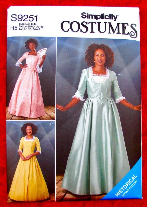 Simplicity Sewing Pattern S9251 1700's 2-piece Ball Gown - Etsy