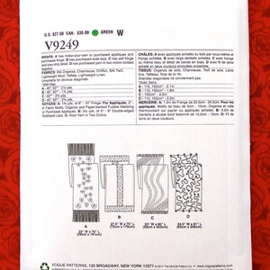 Vogue Sewing Pattern V9249, Embellished Wraps, Scarf Stole Shawl ...
