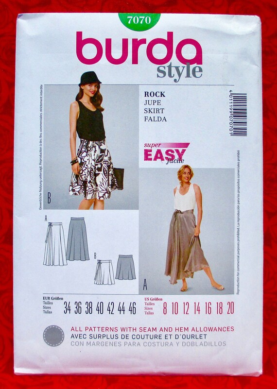 Burda Easy Sewing Pattern 7070 Pull-on Flared Skirts Tie | Etsy