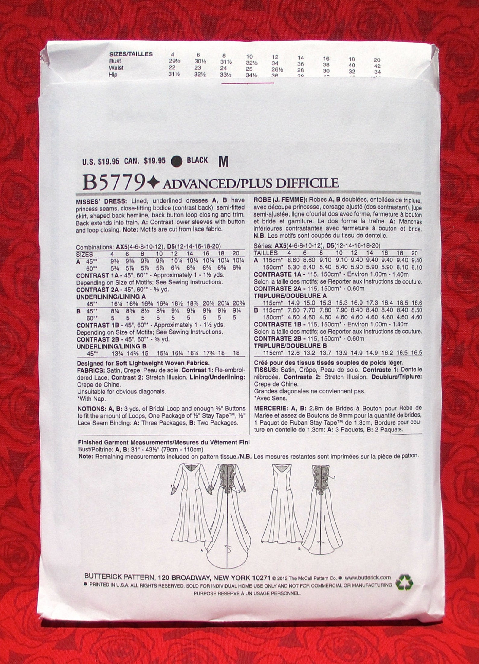 Butterick Sewing Pattern B5779 Wedding Gown Dress Train - Etsy