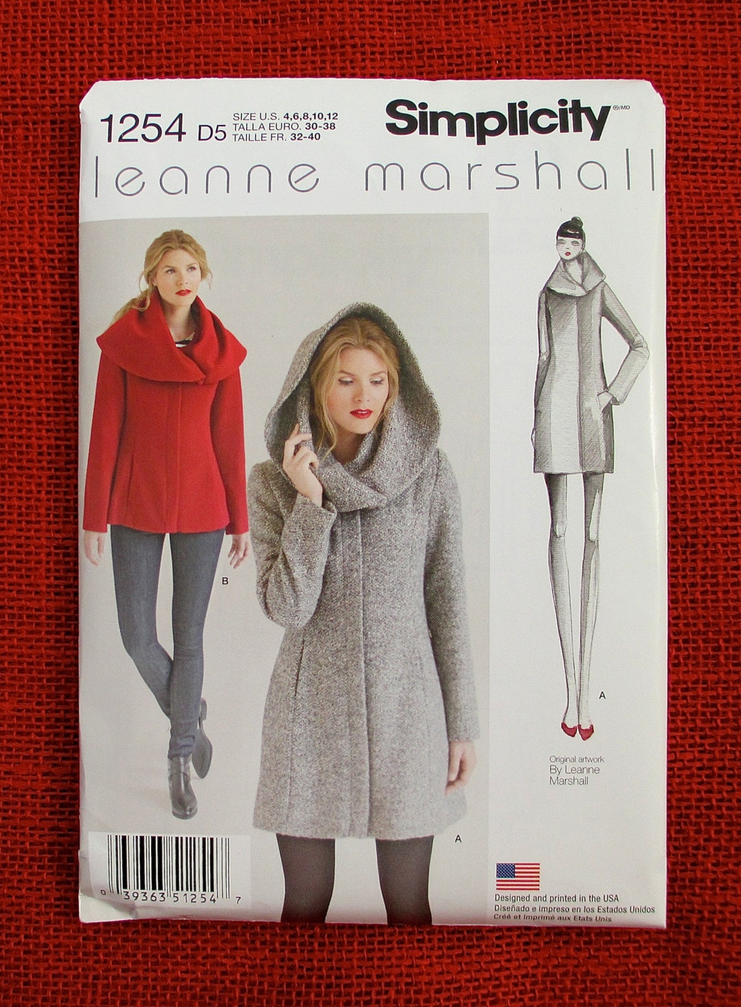 Simplicity Easy Sewing Pattern 1254 Coat Jacket, Oversized Shawl Collar ...