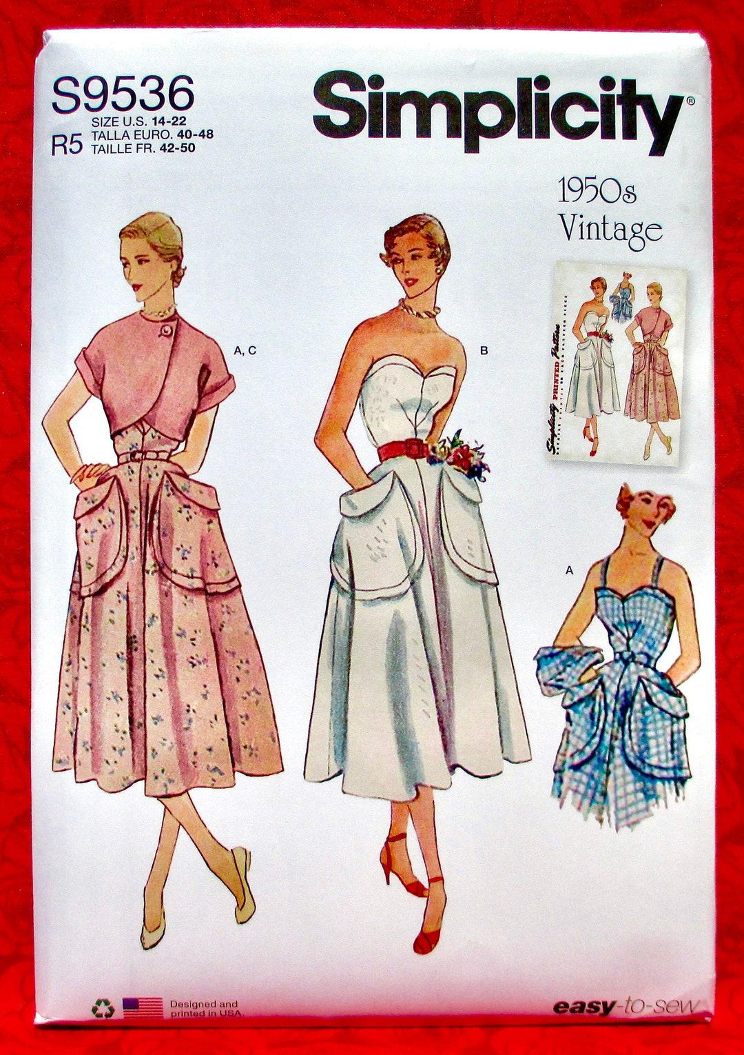 Simplicity Sewing Pattern S9536, 1950's Sundress, Bolero Jacket ...