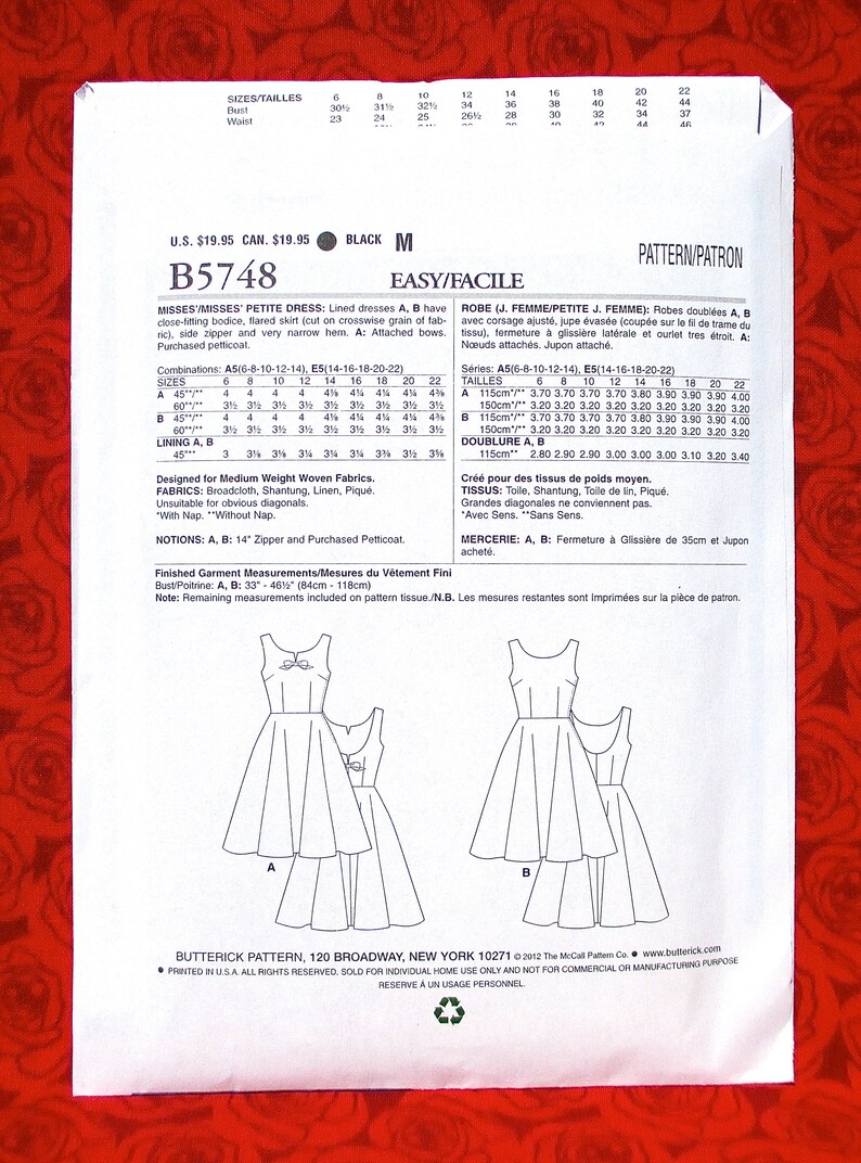 Butterick Easy Sewing Pattern B5748 Fit & Flare Dress | Etsy