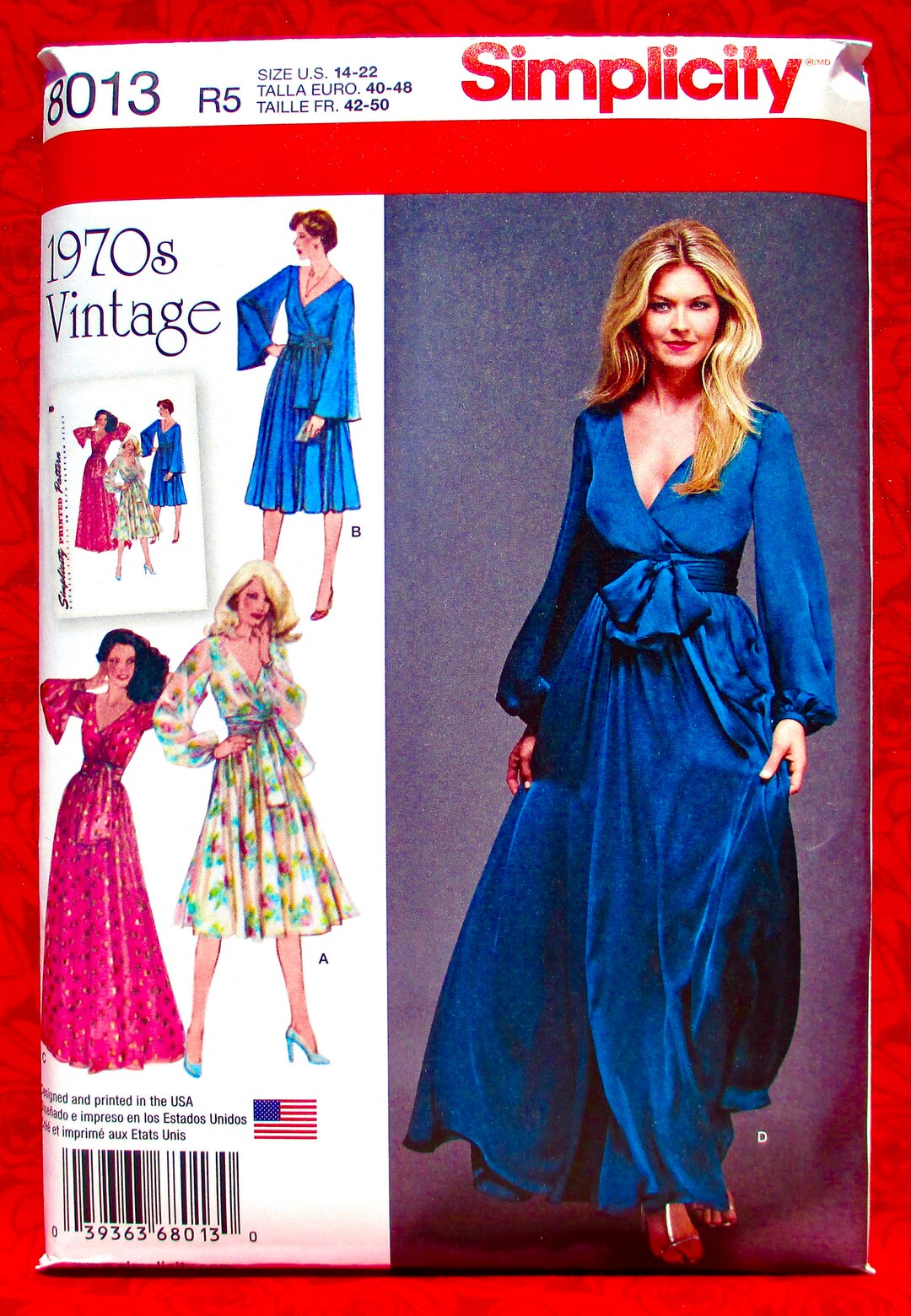 Simplicity Sewing Pattern 8013, Party Dress 1970's, V-neck, Maxi ...