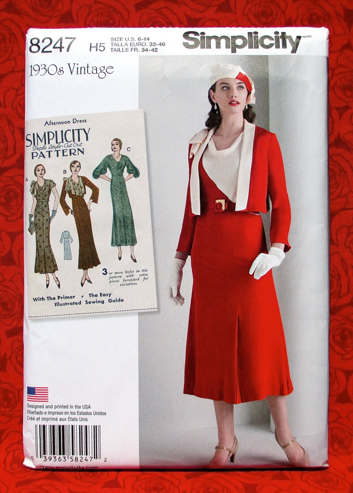 Simplicity Sewing Pattern 8247 1930's Dress Short Jacket - Etsy