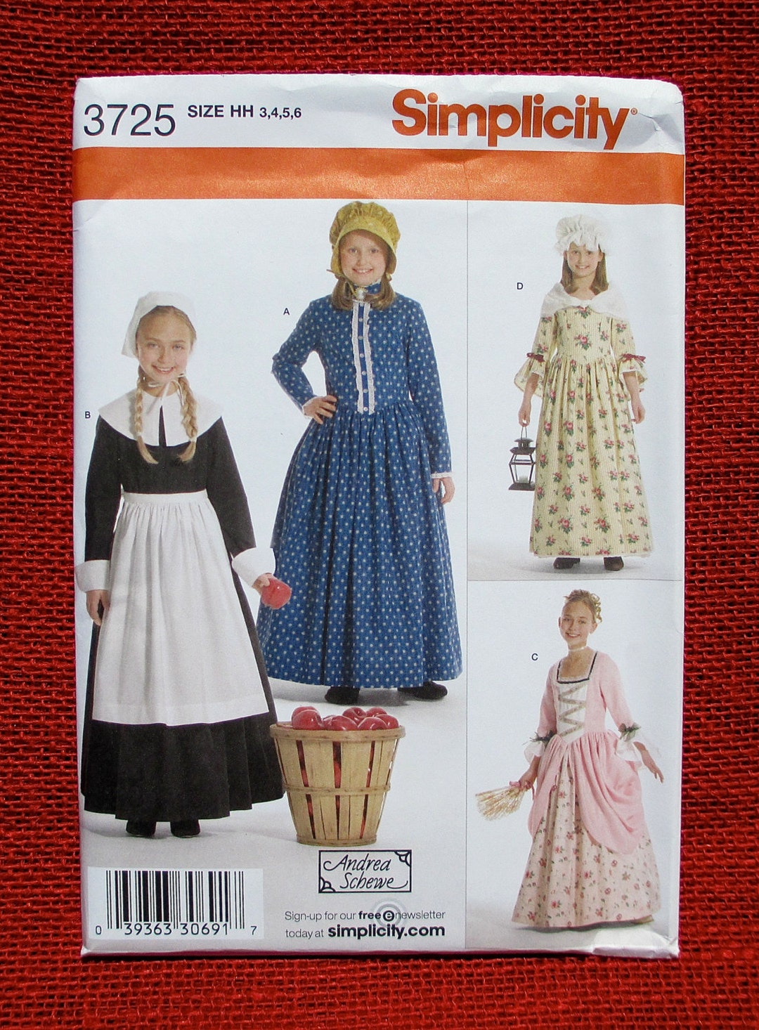 Simplicity Sewing Pattern 3725, Costume Dress, Colonial Pilgrim ...