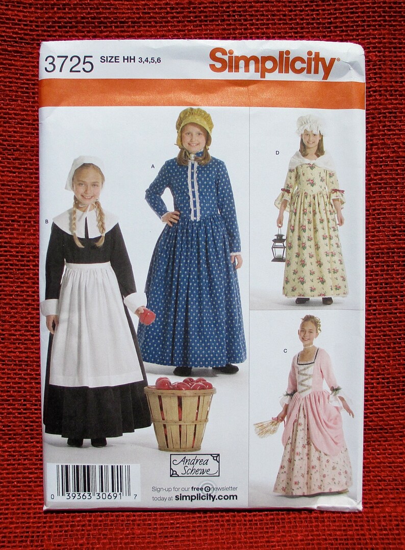 Simplicity Sewing Pattern 3725 Costume Dress Colonial | Etsy