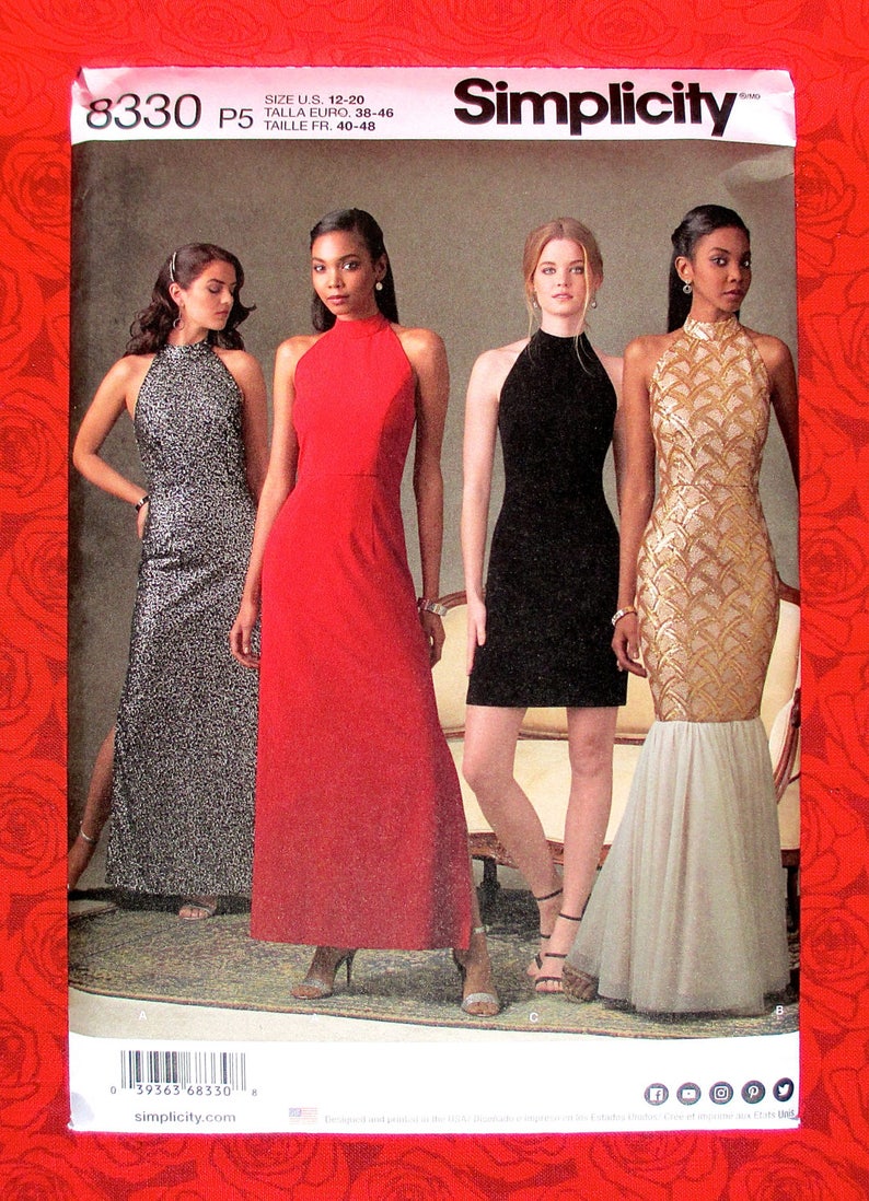 Simplicity Sewing Pattern 8330 Formal Halter Dress, Evening Gown, Long ...