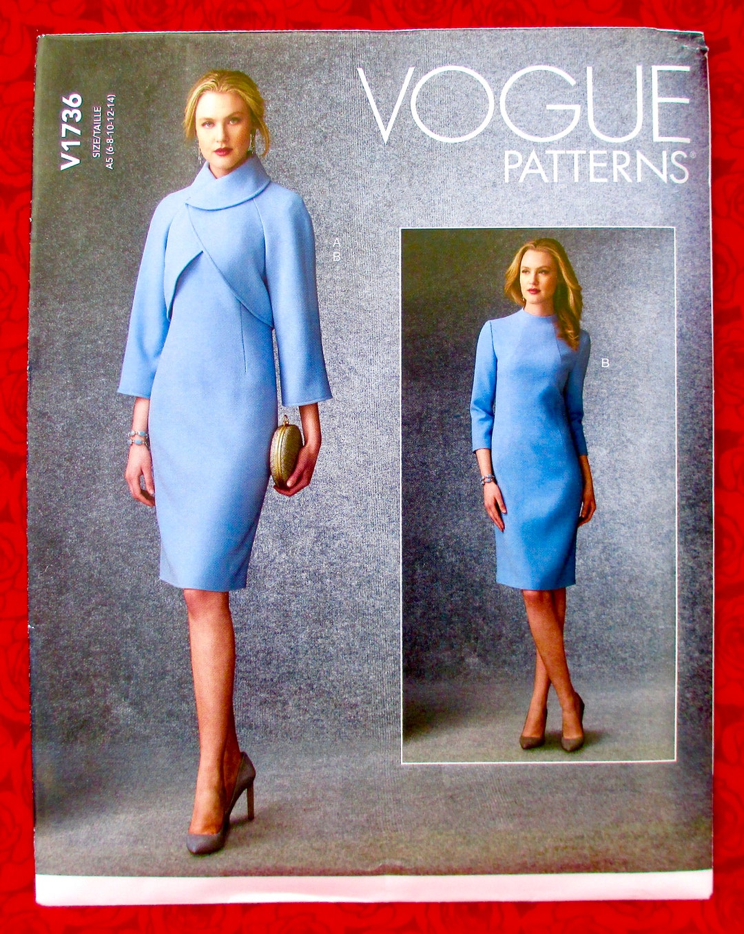 Vogue Sewing Pattern V1736 Long Sleeve Sheath Dress, Crop Jacket, Miss ...