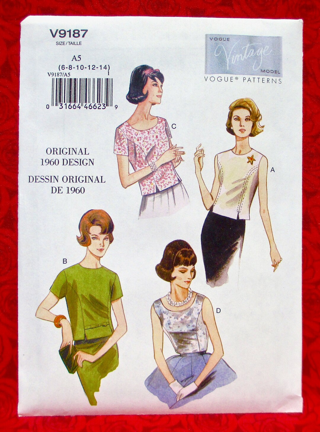 Vogue Easy Sewing Pattern V9187, Retro Fitted Top, Princess Seams ...