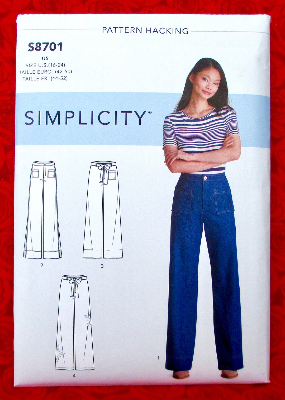 Simplicity Sewing Pattern 8701 Pants Jeans, Long, Cropped, Plus Sizes ...