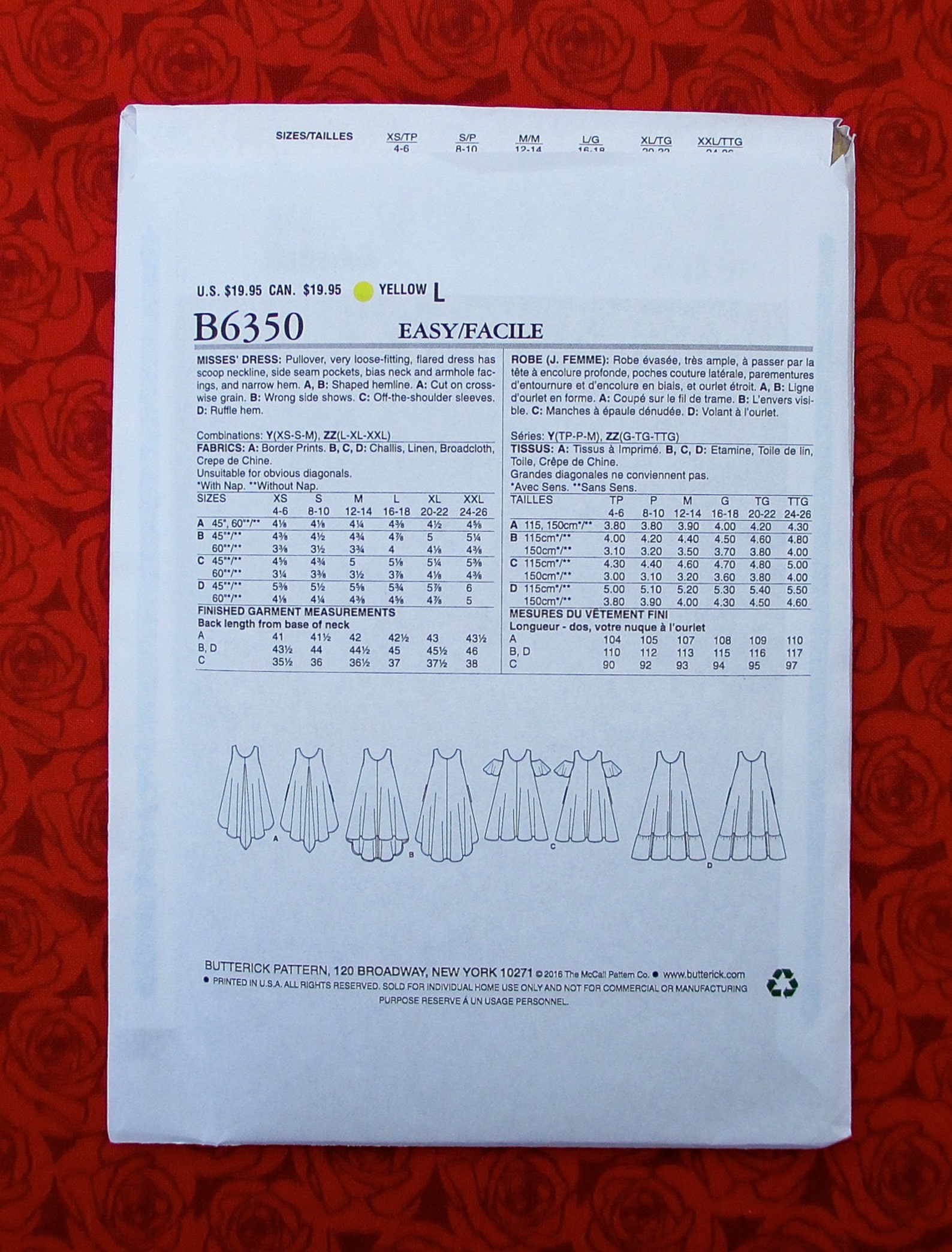 Butterick B6350 Easy Sewing Pattern Tent Dress Sleeveless & - Etsy