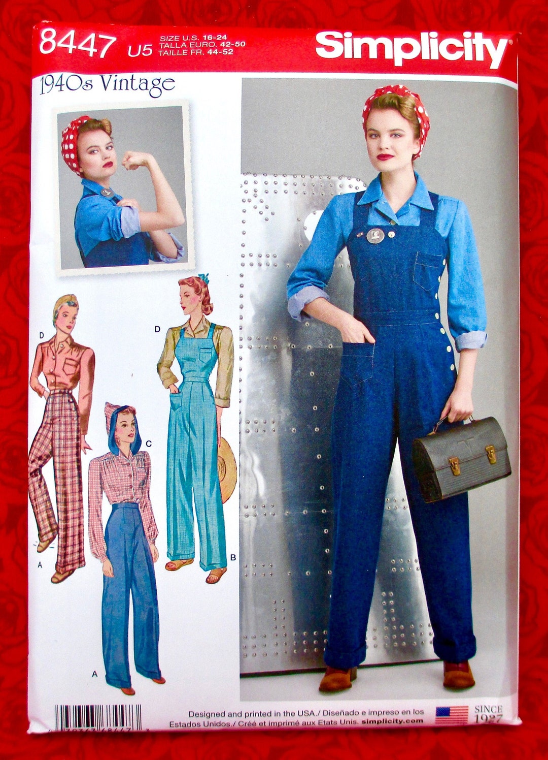 Simplicity Sewing Pattern S8447, 1940's Retro Overalls Pants Blouse ...