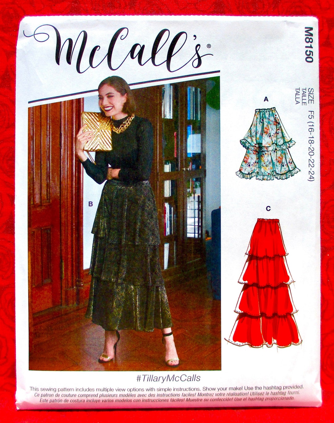 Mccall's Easy Sewing Pattern M8150, Flare Tiered Flounce Skirt, Pull-on ...