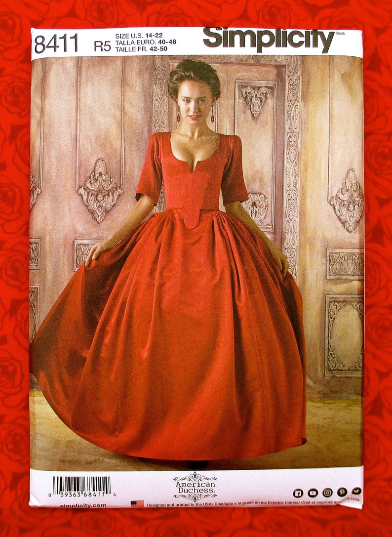 Simplicity 8411 Sewing Pattern 1700's Two-piece Gown - Etsy