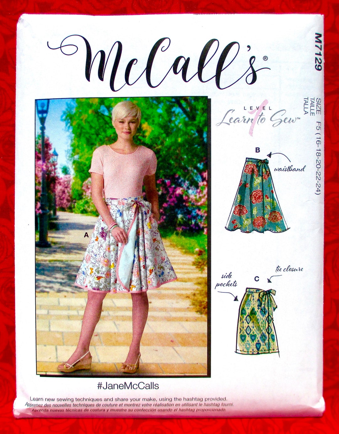 Mccall's Easy Sewing Pattern M7129 Skirts, Wrap Around Tie, Short Long ...