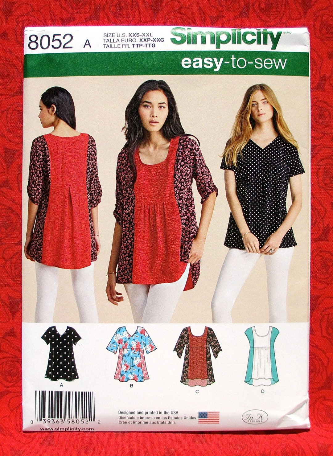 Simplicity Easy Sewing Pattern 8052 Loose Fit Tops Hi-lo Hem Tunic ...