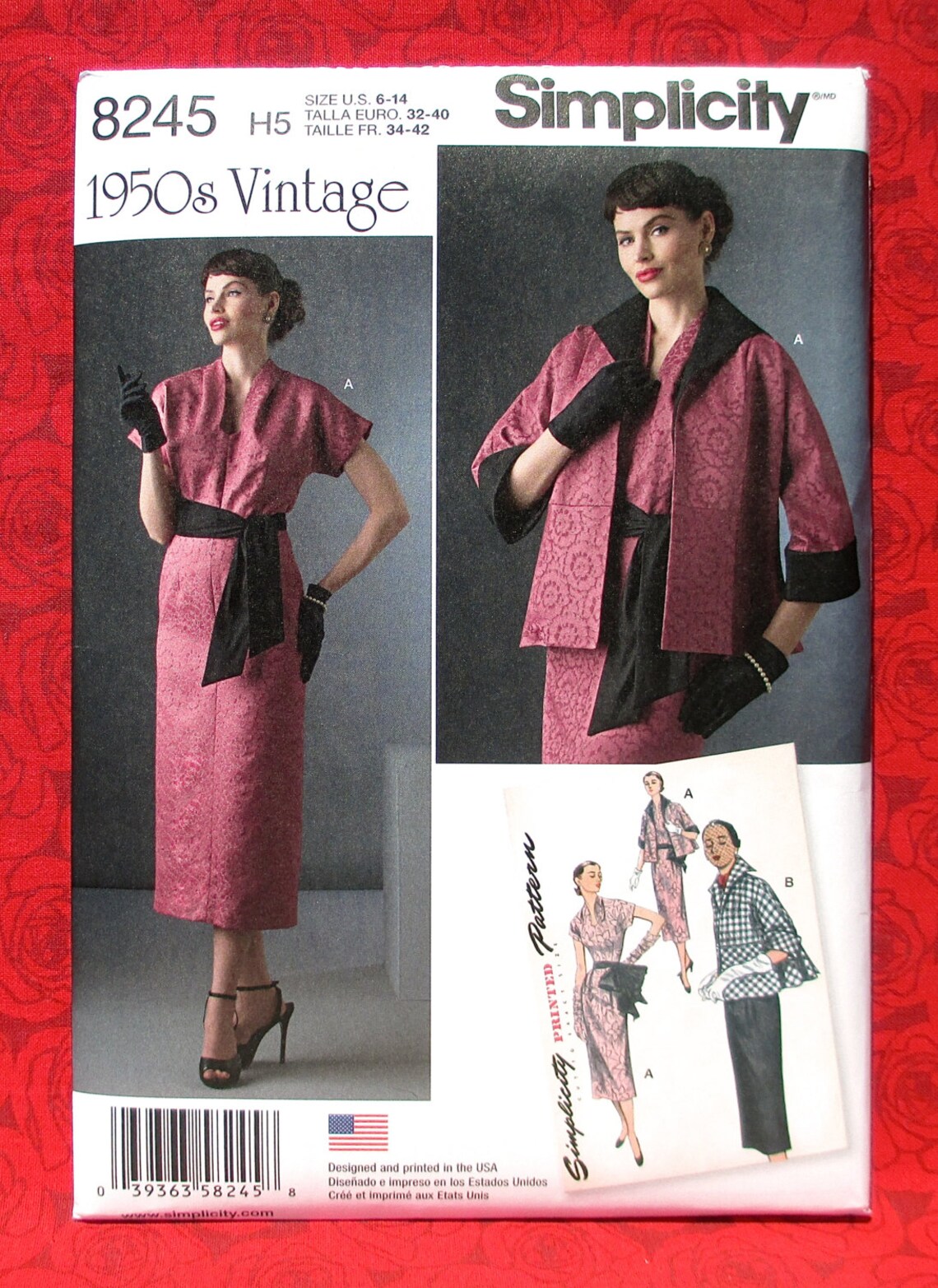 Simplicity Sewing Pattern 8245 Dress Jacket Sash 1950's - Etsy