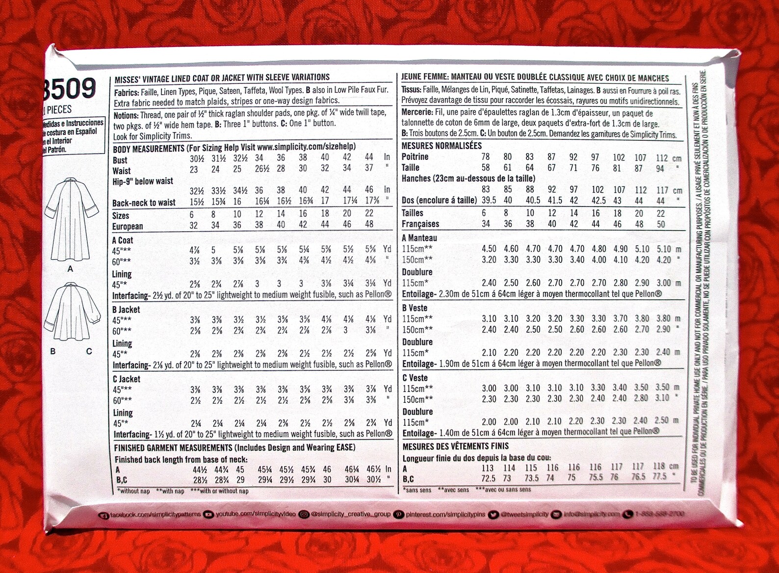 Simplicity 8509 Sewing Pattern: 1950s Swing Coat Jacket, Retro Style ...