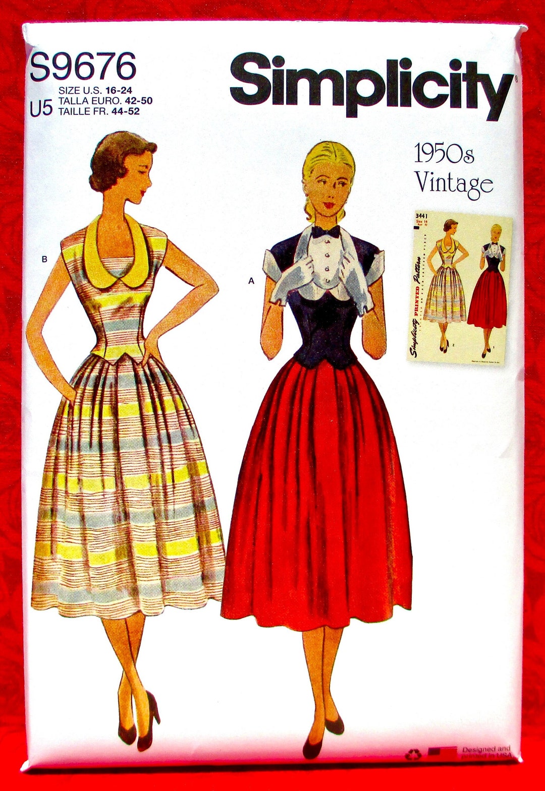 Simplicity Sewing Pattern S9676 Bodice Top, Pleated Skirt, 1950's 2 ...
