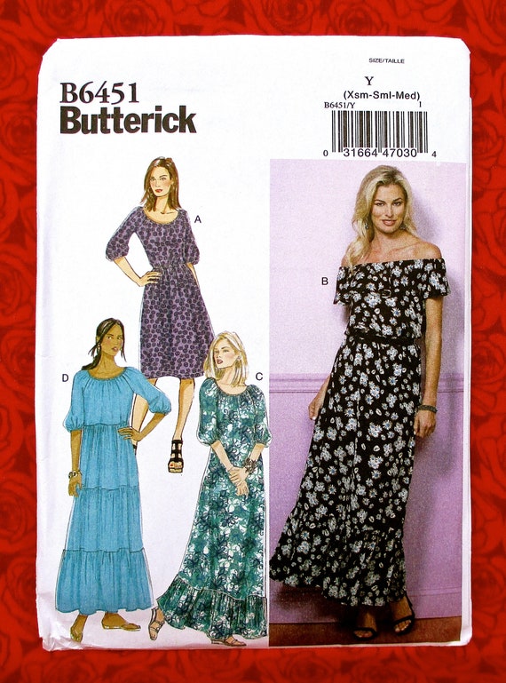 Butterick Sewing Pattern B6451 Peasant Dress Loose Fit Maxi - Etsy
