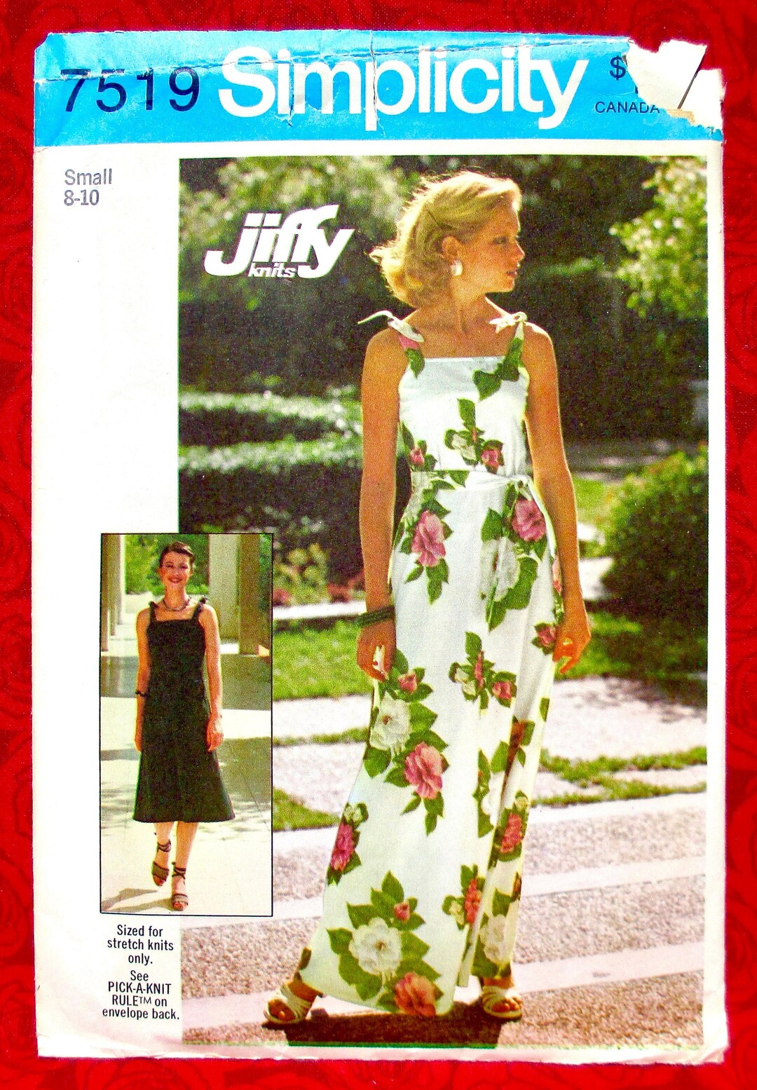 Simplicity Sewing Pattern 7519, 1970's Tie Strap Sundress, Maxi & Midi ...