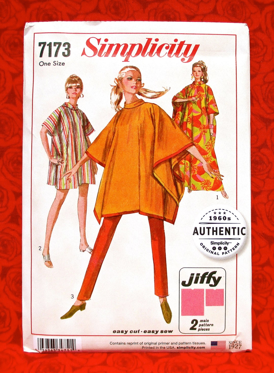 Simplicity Easy Sewing Pattern 7173, Poncho Caftan, Long Robe, Casual ...