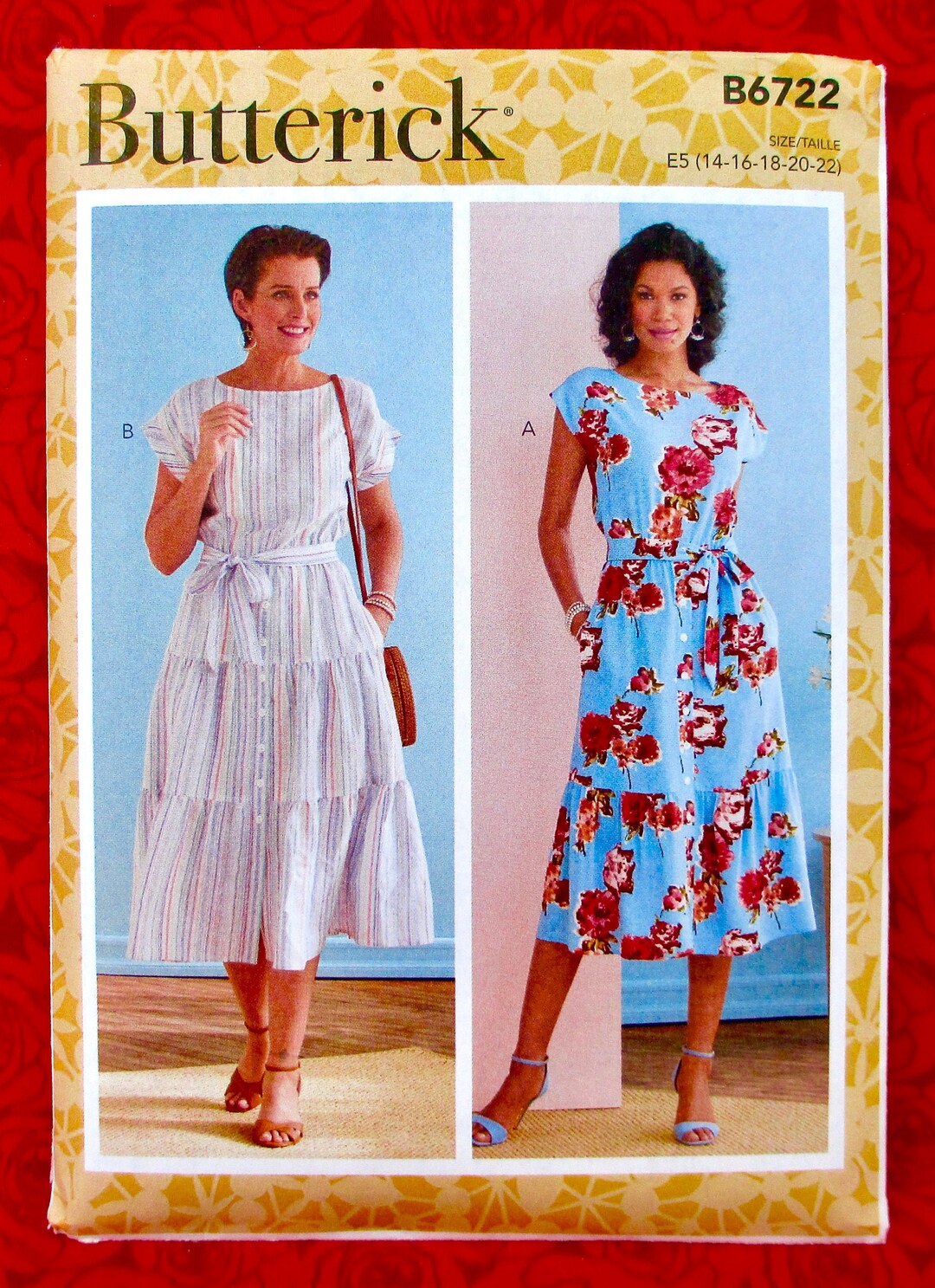 Butterick Easy Sewing Pattern B6722 Loose Fit Pullover Dress, Tiers ...