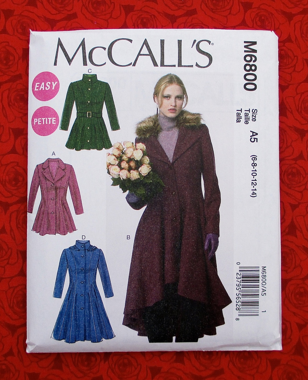 Mccall's Sewing Pattern M6800 Coat, Detachable Collar Hood, Misses ...