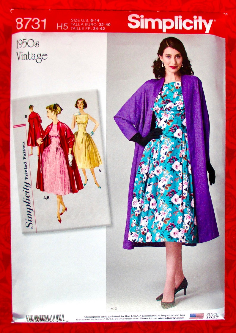 Simplicity Sewing Pattern 8731 Swing Coat & Dress 1950's | Etsy