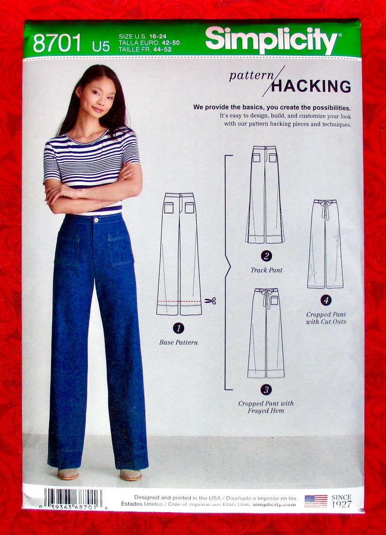 Simplicity Sewing Pattern 8701 Pants Jeans Long Cropped - Etsy