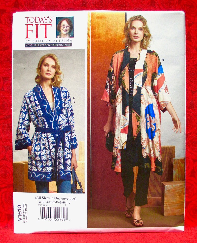 Vogue V1610 Easy Sewing Pattern Kimono Jacket Loose Fit - Etsy