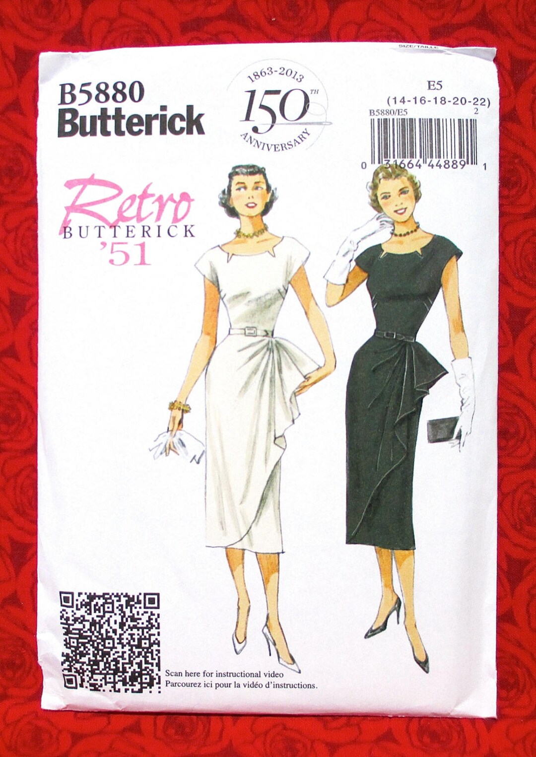 Butterick Sewing Pattern B5880 Side Ruffle Dress, Retro 1950's Vintage ...